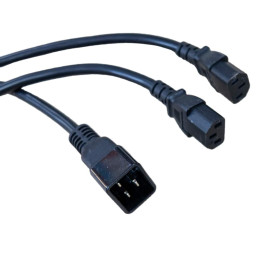 Power Extension Cable C20 Male Plug to IEC Y SPLIT 2 x 0.5m